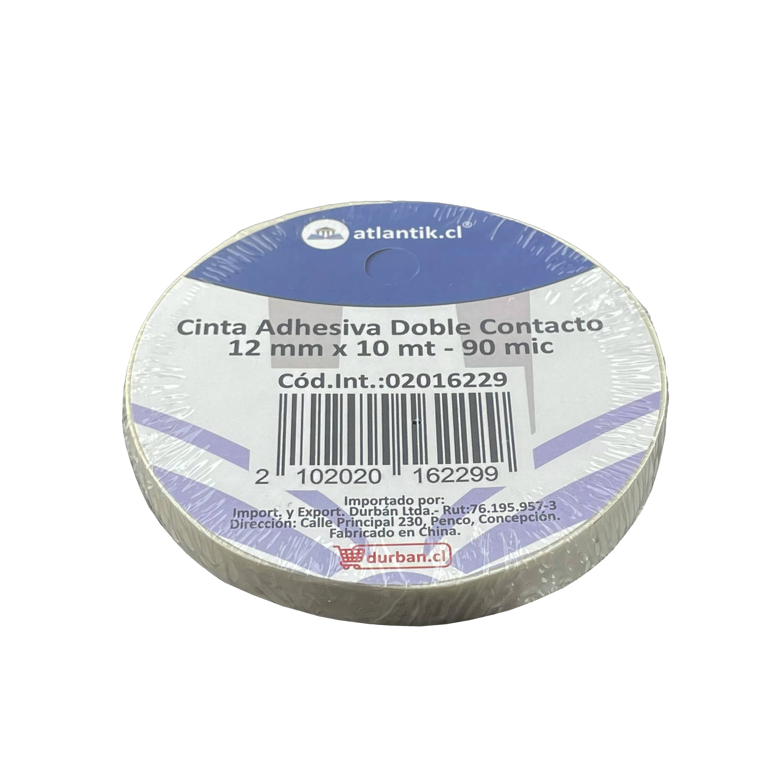 CINTA ADHESIVA DOBLE CONTACTO 12 MM X 10 MT - 90 MIC 01 UNID ATLANTIK
