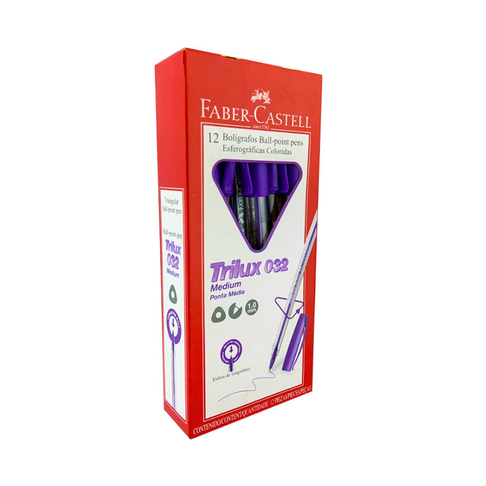 LÁPIZ PASTA VIOLETA CAJA 12 UNID 032 TRILUX FABER-CASTELL