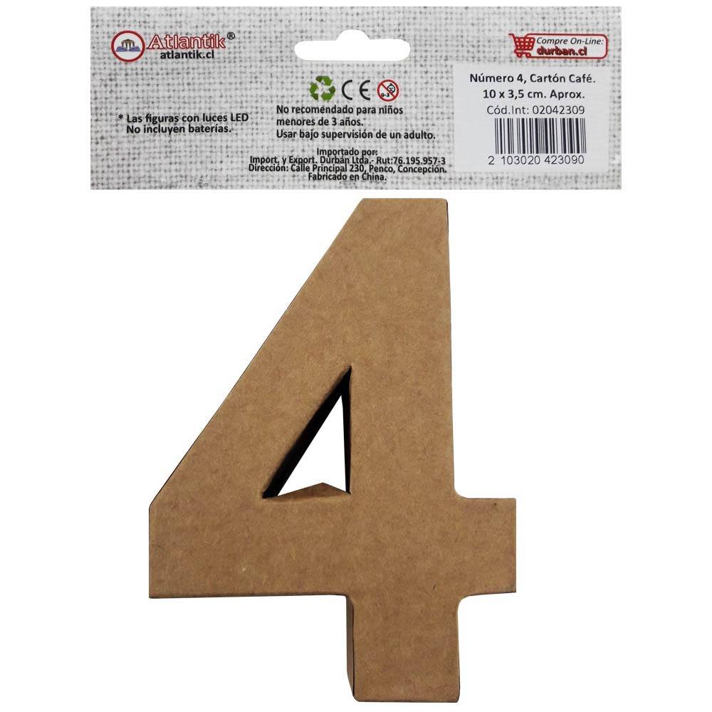 FIGURA CARTON NUMERO 4 10X3.5CM CAFE ATLANTIK