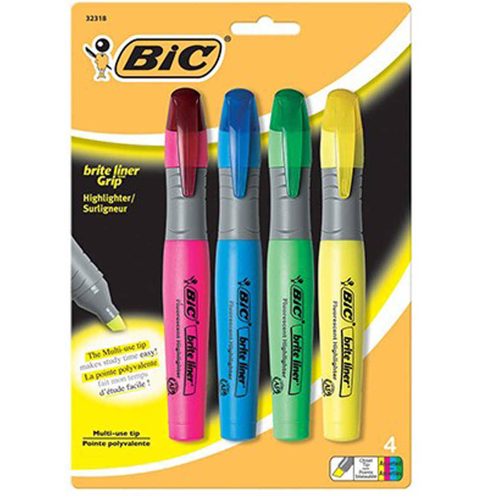 DESTACADOR COLORES SURTIDOS BLISTER 4 UNIDADES JUMBO BIC