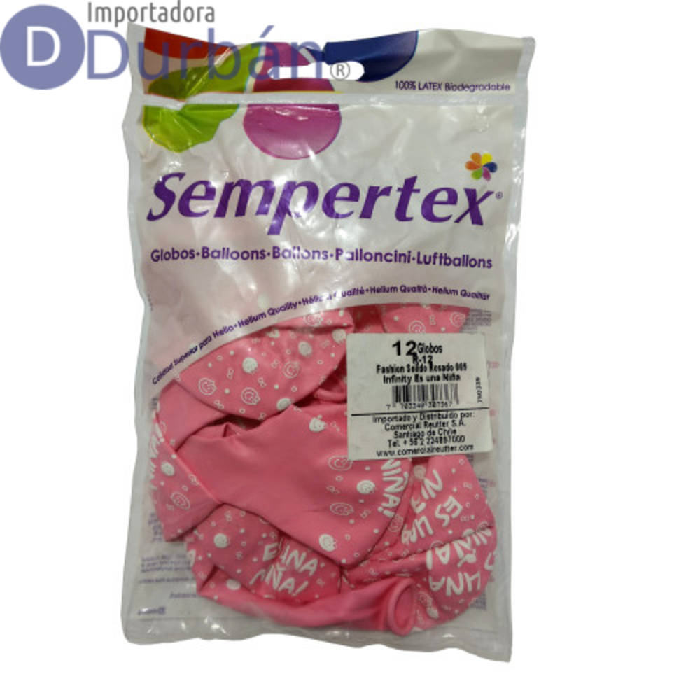GLOBO N12 012 UNID BABY SHOWER ROSADO SEMPERTEX